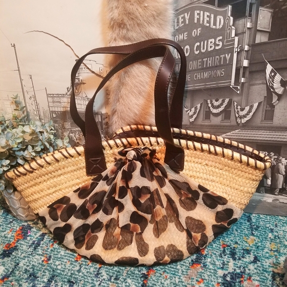 Bacamunda | Bags | Bacamunda Italian Woven Tote Bag W Cheetah Print ...